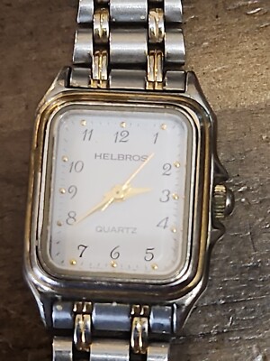 Vintage Helbros Watch Mens Two Tone Square Dial Watch Tank Stainless ...