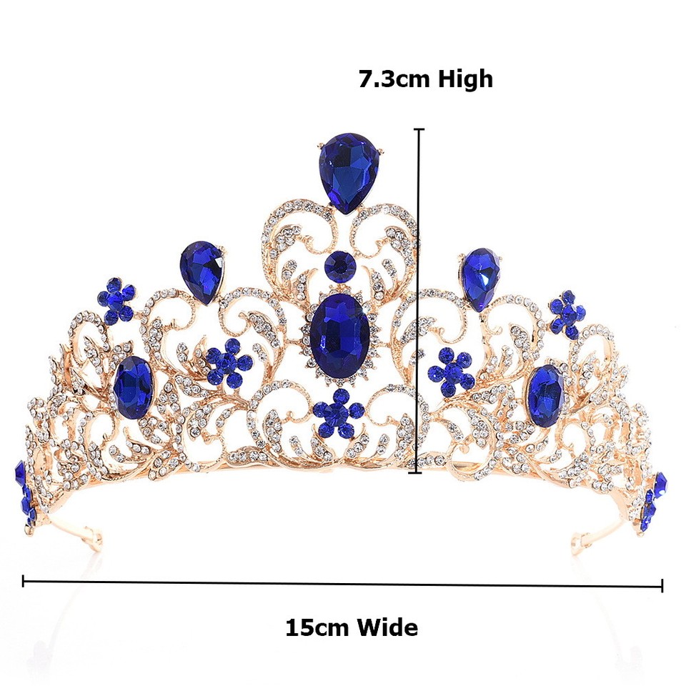7.3cm Tall 7 Colors Heart Crystal Wedding Queen Princess Tiara Crown ...
