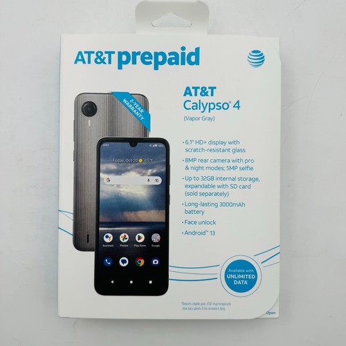 AT&T Prepaid Calypso 4 (32GB) Smartphone - Vapor Gray 8MP Android Face ...