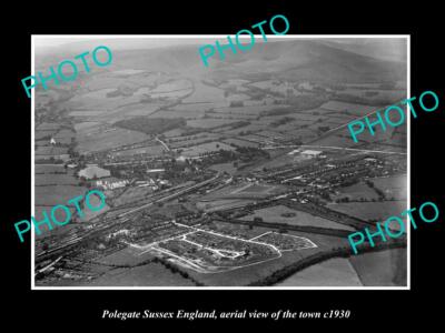 OLD 8x6 HISTORIC PHOTO POLEGATE SUSSEX ENGLAND AERIAL VIEW OF TOWN ...