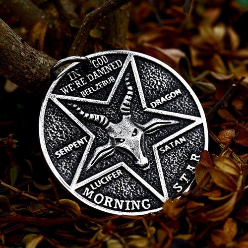 Lucifer Satan Ram Star Morning Star Pendant Stainless Steel Men Boy's ...