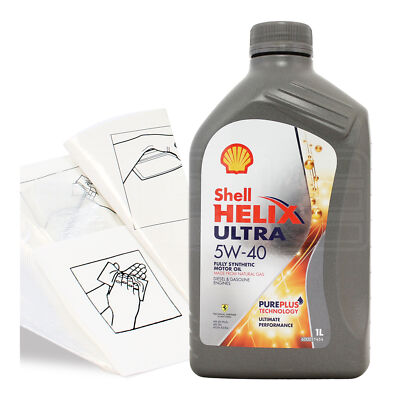 Engine Oil Top Up Shell Helix Ultra 5W-40 synth 1 LITRE 1L + Gloves ...