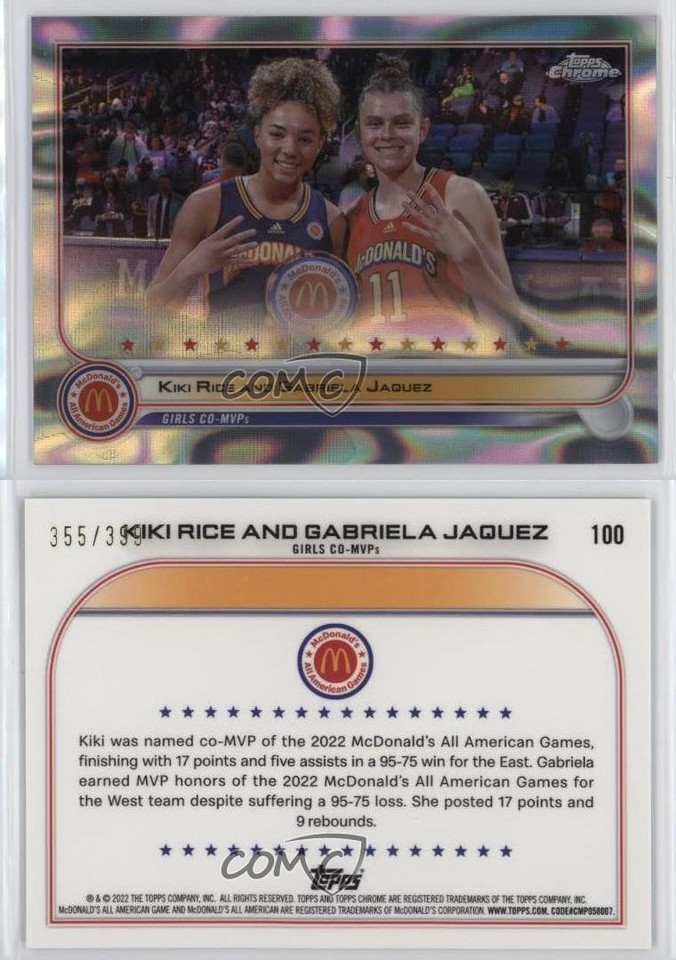 2022 Topps Chrome McDonald's All American Lava Refractor /399 Kiki Rice ...