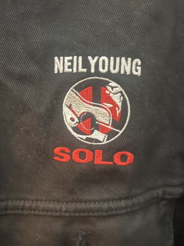 NEIL YOUNG Vintage Concert Solo Tour jean Denim jacket Tee Shirt XL 90 ...