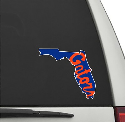 Florida Gators BLUE State of Florida with GATORS SCRIPT Vinyl Decal UF ...