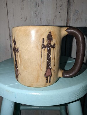 Mara Mug Art Pottery Mexico Yei Figures 16oz Large Hand Made Coffee Cup ...