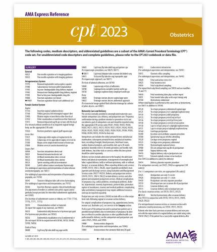 CPT 2023 Express Reference Coding Card: Obstetrics by American Medical ...