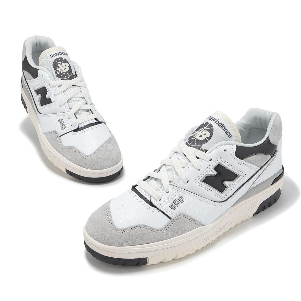 New Balance 550 NB White Grey Men Unisex Casual Shoes Sneakers BB550GWB ...