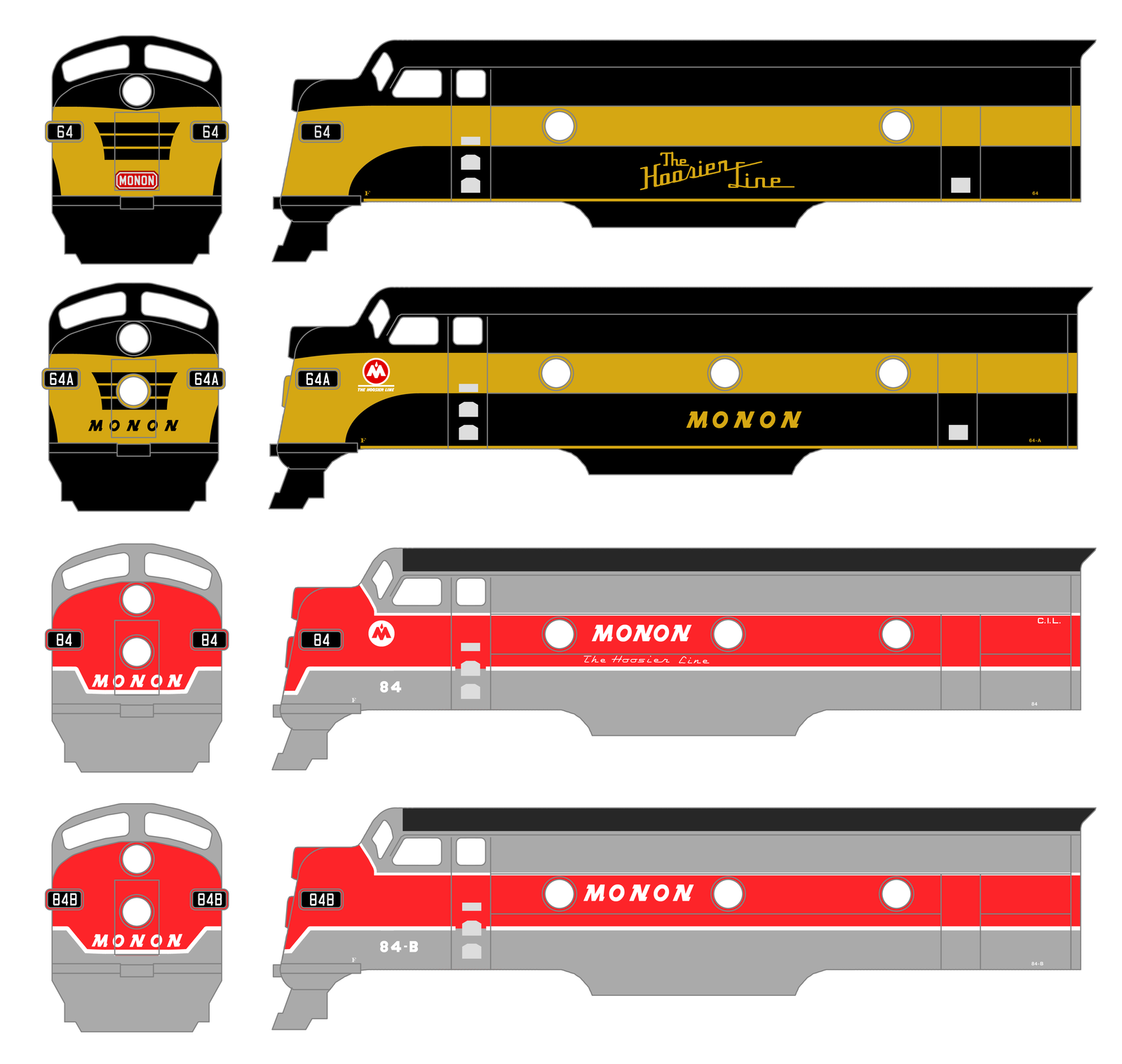 K4 HO Scale Decals Monon EMD F3 Cab Diesel White, Red and Gold | eBay