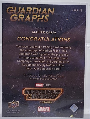 Nathan Fillion as Master Karja 2024 UD Marvel Guardians of the Galaxy 3 ...