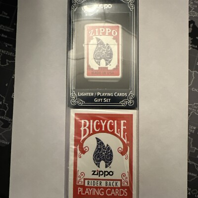 Zippo Lighter & Bicycle Rider Back Playing Cards Gift Set - Rare - Card ...