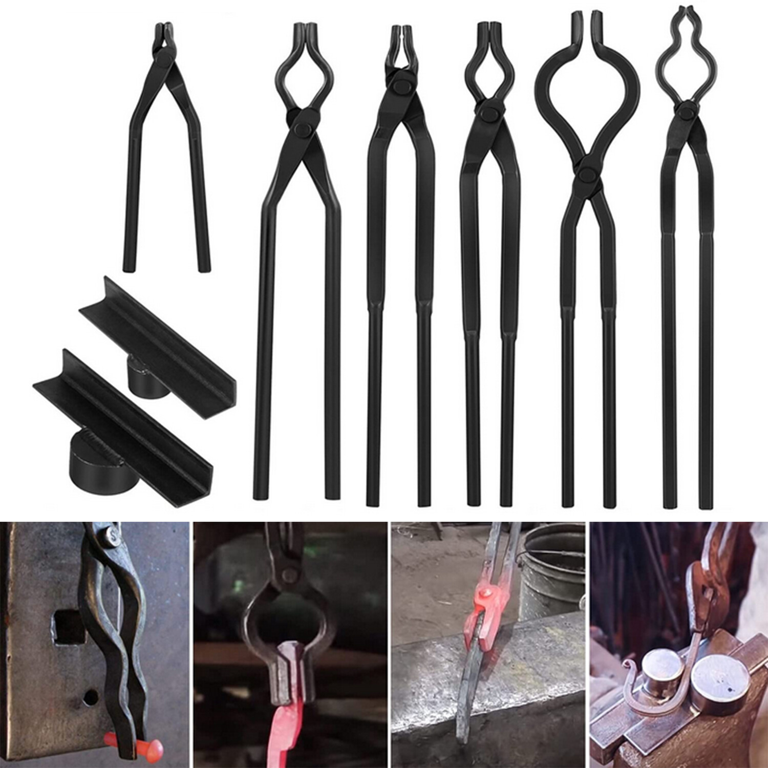 8PCS Beginner Blacksmith Tool Set Expert Replacement Tongs / Blacksmith ...