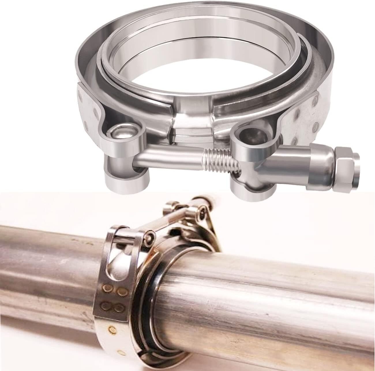 2.5" Inch V-Band Flange&Clamp Kit Male/Female With Ridge Exhaust MILD ...