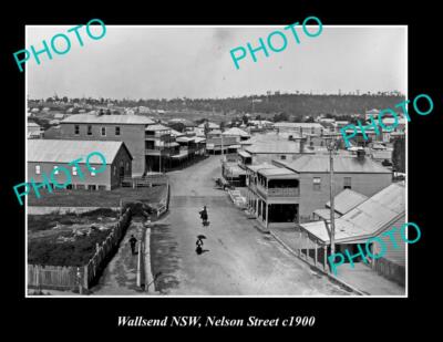 OLD LARGE HISTORIC PHOTO OF WALLSEND NSW, VIEW OF NELSON STREET c1900 ...