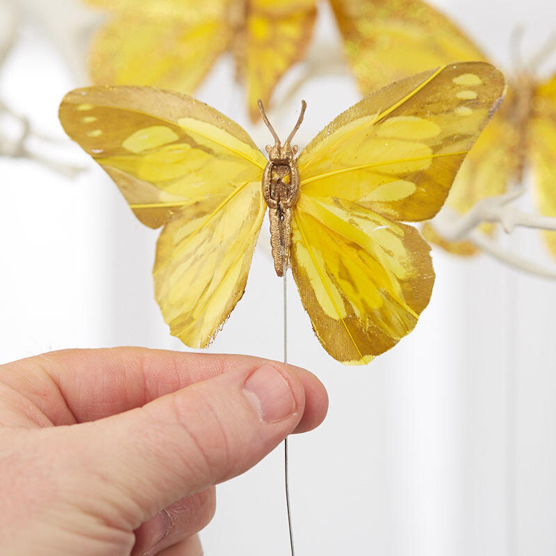 Pack of 12 Gold Glittered Feathered Artificial 4-3/4" Butterflies | eBay