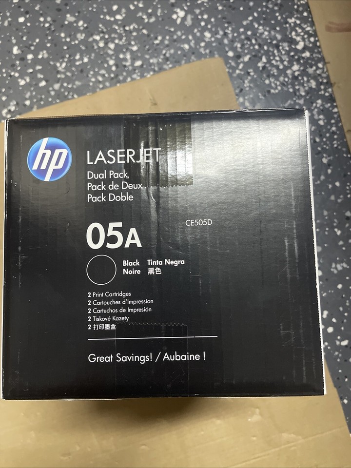 Genuine HP 05A (CE505D) Black LaserJet Toner Print Cartridge (Dual Pack ...