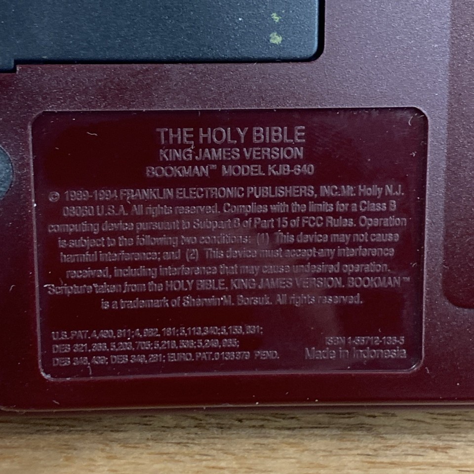 Franklin BOOKMAN KJB-640 Electronic Holy Bible King James Version w ...