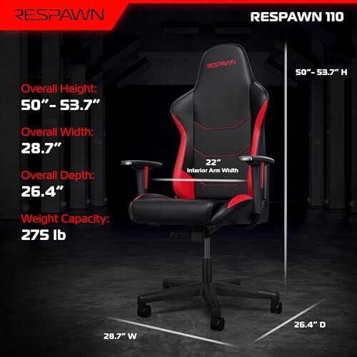 RESPAWN 110 Gaming Chair - Gamer Chair PC Computer Chair, Ergonomic ...