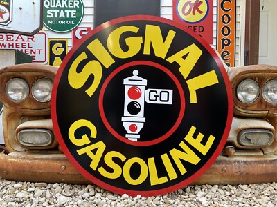 Antique Vintage Old Style Signal Gasoline Service Station 40” Sign! | eBay