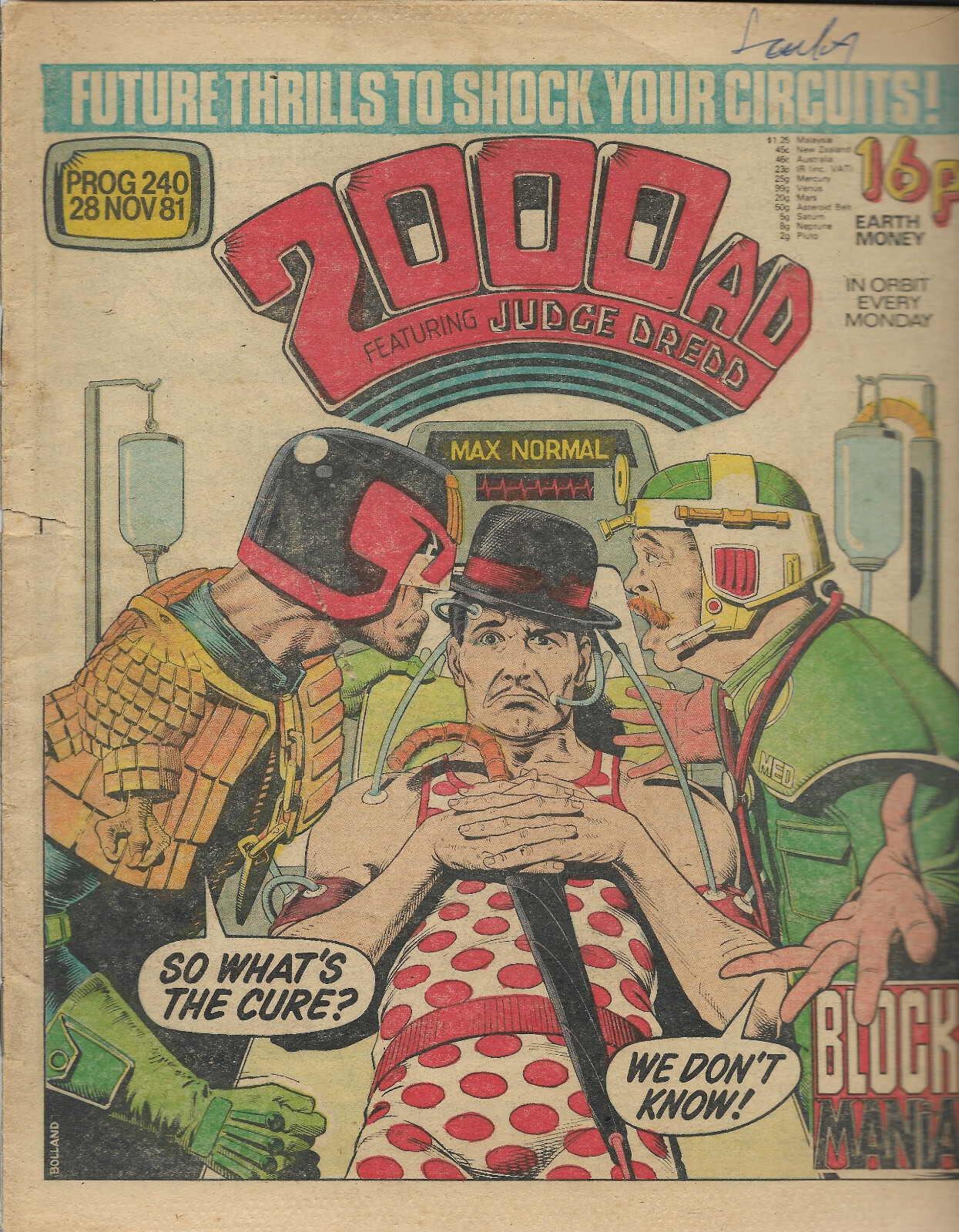 2000AD prog 240, November 1981. Judge Dredd in Block Mania | eBay