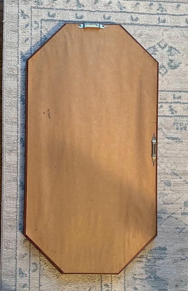 Vtg Wood w/ Gold Trim Framed Wall Mirror LONG Octagon MCM Retro 24x12 ...