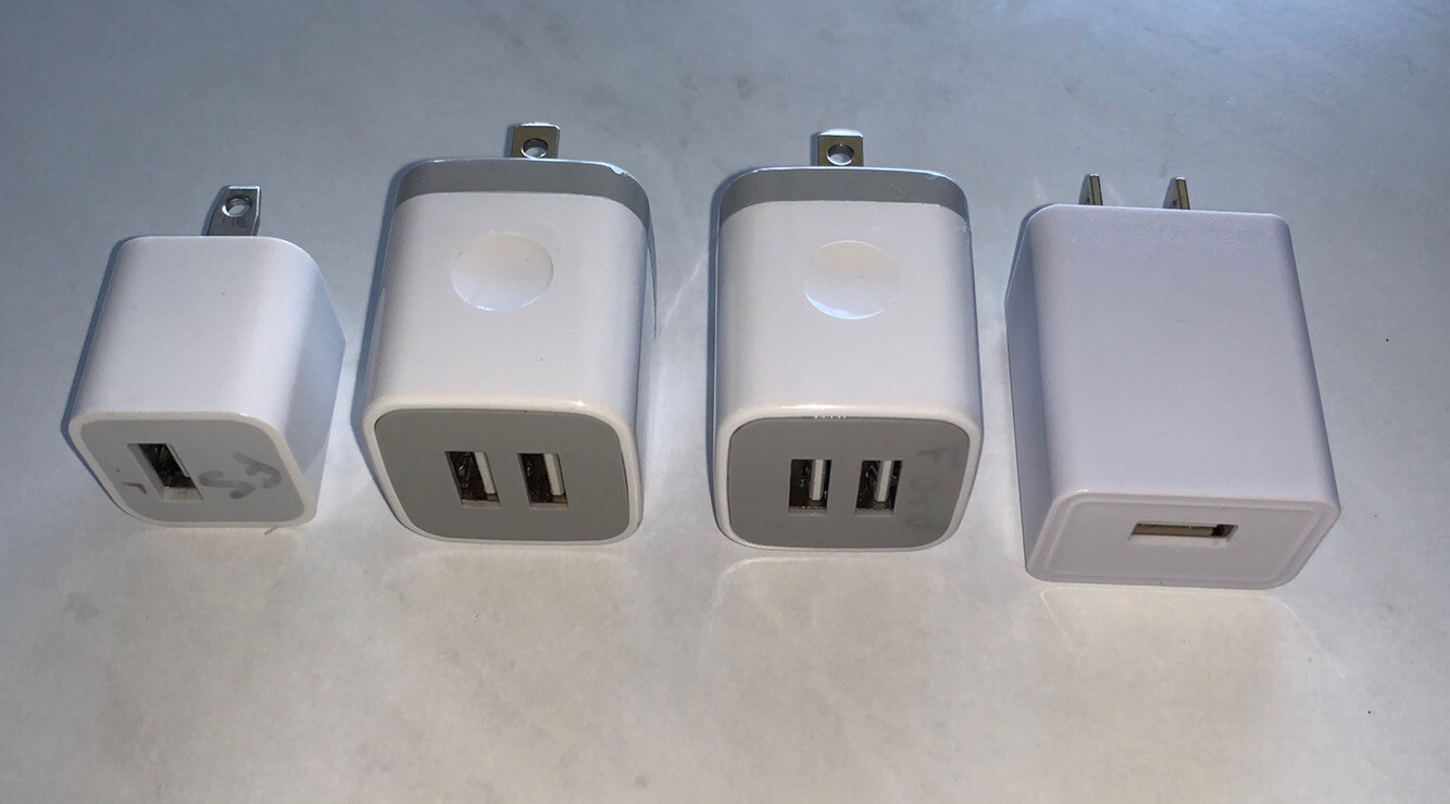Apple and Generic Wall Chargers 1 and 2 USB Travel Charger Plug Power ...