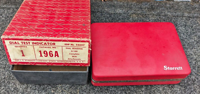 Starrett 196A Dial Test Indicator Kit Universal Back Plunger w/ case ...
