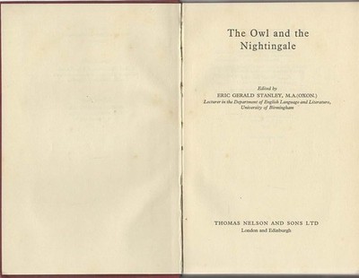 The Owl and the Nightingale - Eric Gerald Stanley - Acceptable ...