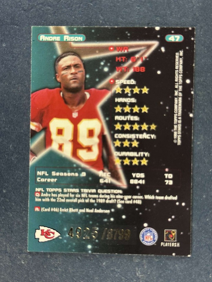 1998 Topps Stars Bronze #47 Andre Rison Kansas City Chiefs /8799 | eBay