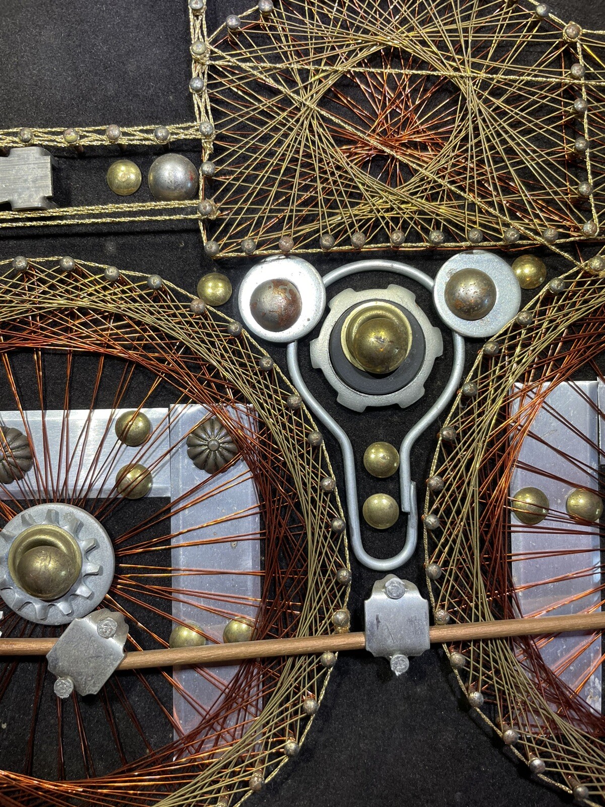 VTG Black Velvet Locomotive Train Steampunk Copper Wire String Engine ...