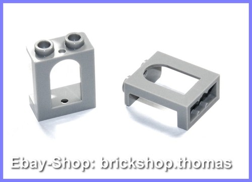 Lego 2 x Fenster Paneel grau - 90195 Window 1x2x2 Light Bluish Gray ...