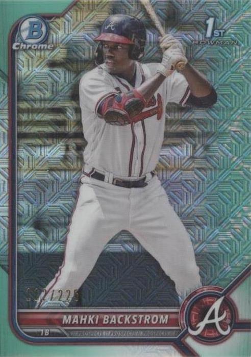 2022 Bowman - Chrome Prospects Mahki Backstrom #BCP-121 Aqua Mojo ...