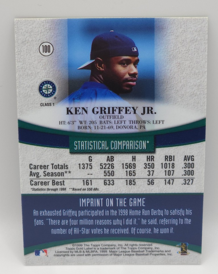 1998 Topps Gold Label #100 Ken Griffey Jr. Class 1 Black Label | eBay