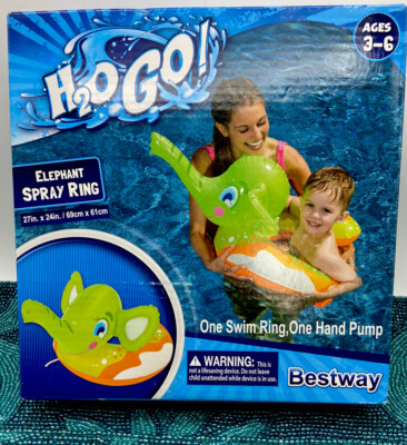 H2OGO! ELEPHANT SPRAY RING HAND PUMP INFLATABLE FLOAT AID WATER FUN ...