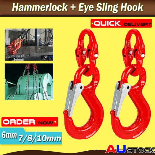 6/8/10mm Hammerlock Eye Sling Hook Safety Chain Caravan Trailer ...