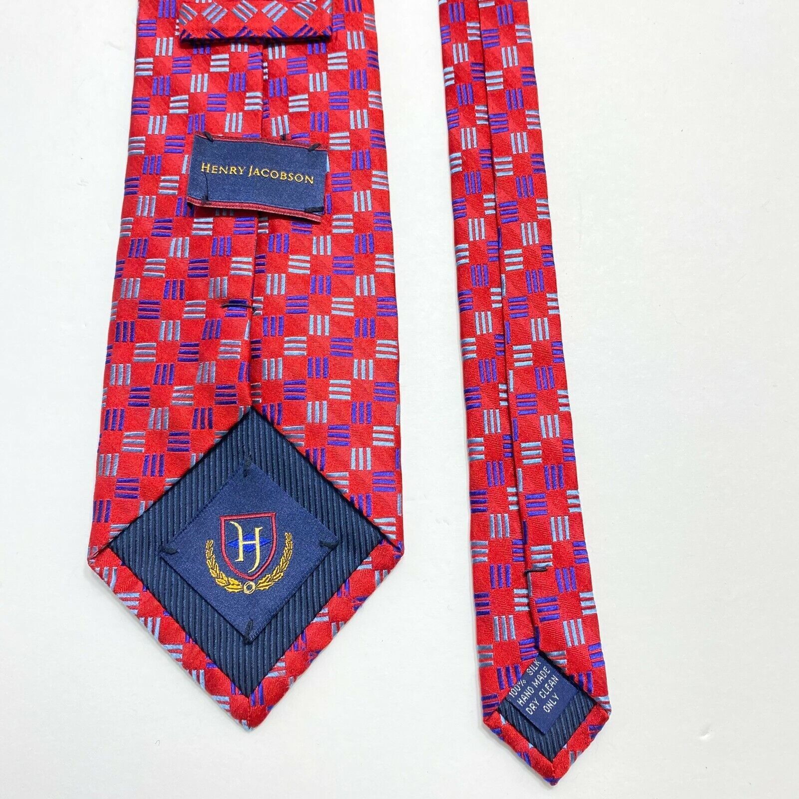 Henry Jacobson Tie Heavy Silk Red Pattern 100% Woven … - Gem