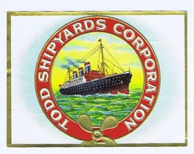 Todd Shipyards Corporation Schlegel Litho outer cigar label May 5 1948 ...