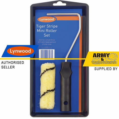 Tiger Stripe Mini 4" Roller Set Plastic Paint Tray & Handle Emulsion ...