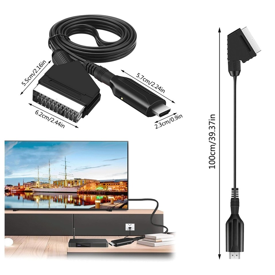SCART to HDMI Converter Cable SCART > HDMI -- OLD DVD TO HD TV -- Video ...