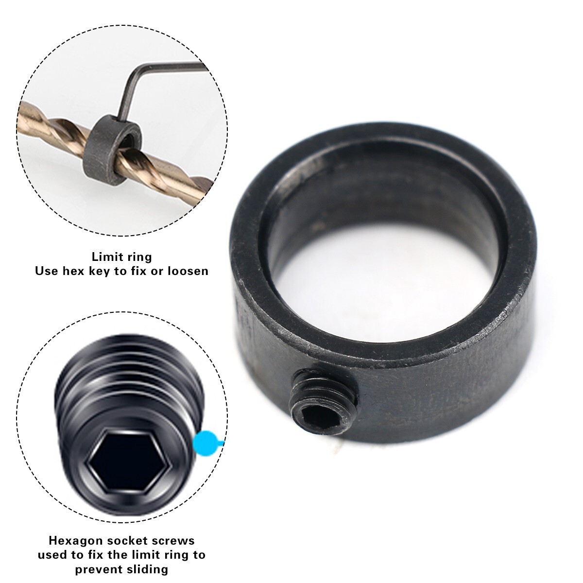 8Pcs/Set Depth Stop Collar Drill Bit Ring 3-16mm Ring Positioner ...