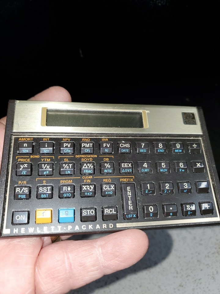 Vtg Hewlett Packard HP-12C Financial Programmable Calculator + Handbook ...
