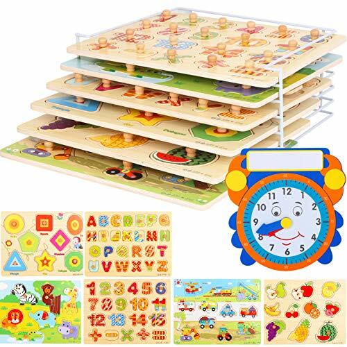 WOODEN PUZZLES Storage Holder Rack Peg Puzzle Kids Educational ASHER ...