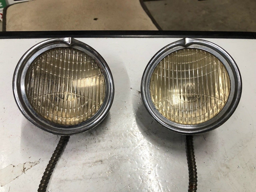 Pair ORIGINAL Large Vintage Cowl Fender Lights Marmon Cadillac Franklin ...