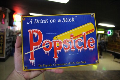 RARE POPSICLE DRINK ON A STICK PORCELAIN METAL SIGN ICE CREAM SODA POP ...