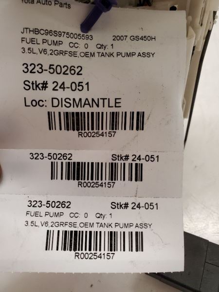 Lexus GS450H, Fuel Tank Mounted Pump Assy, 07-11, 3.5L,V6, 2GRFSE ...