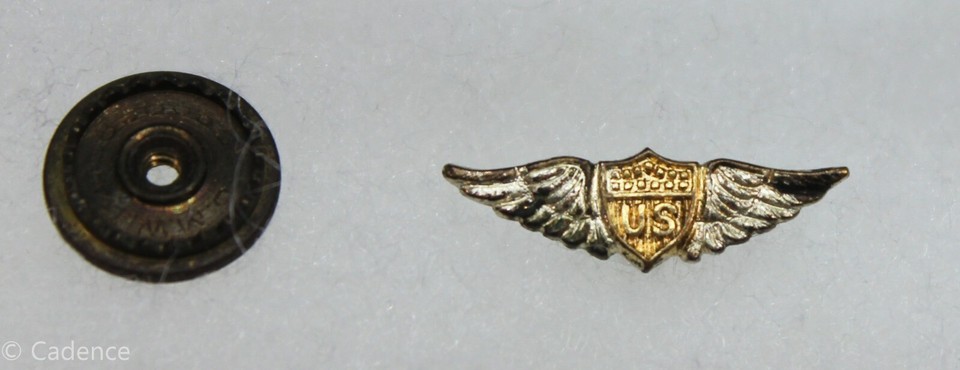 US WW1 Army Air Service Aero 5/8" Pilot's Lapel Pin Wing Gold & Silver ...