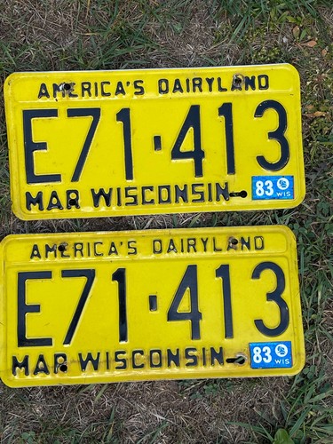 Vintage Wisconsin License Plate Set Front Back 1983 E71-413 | eBay