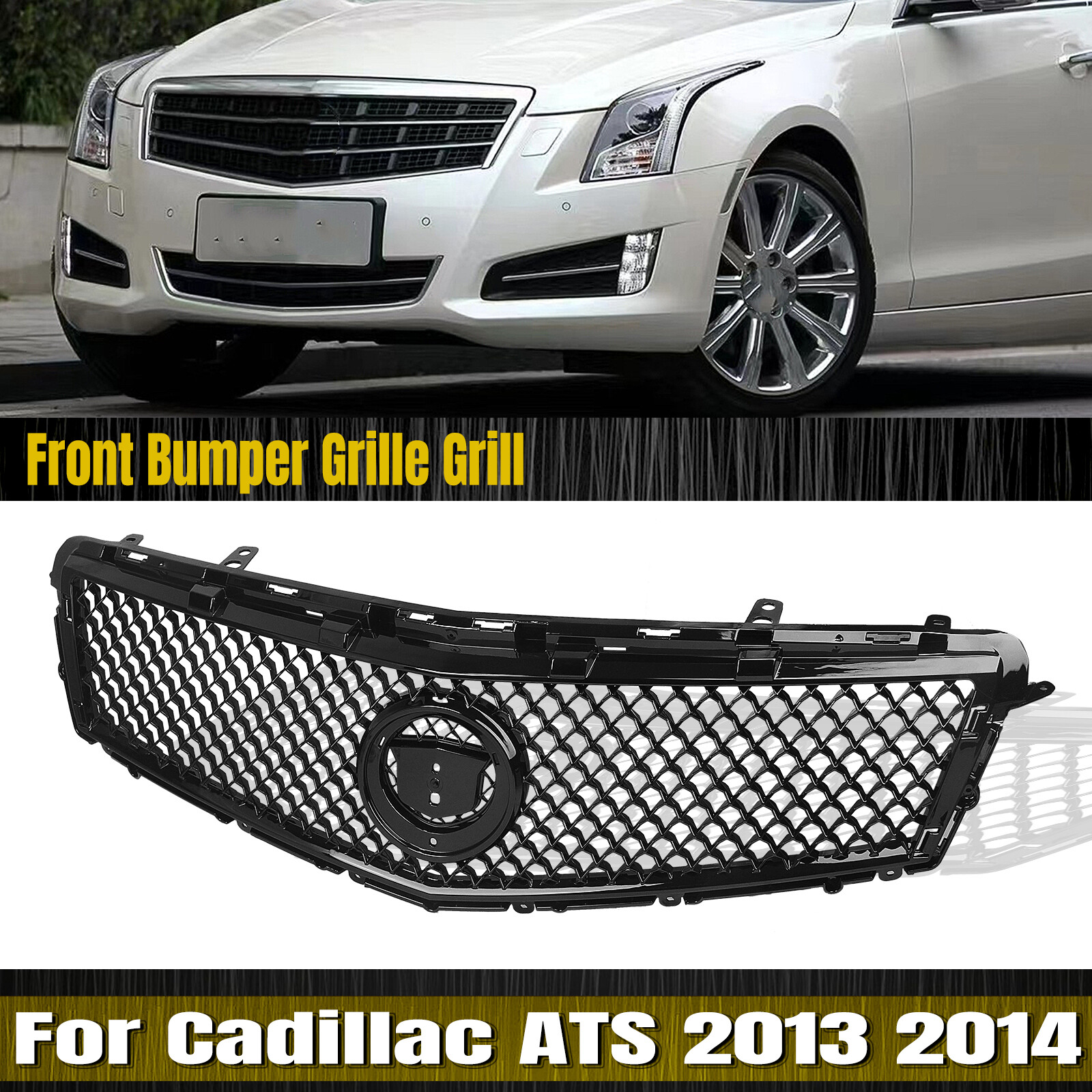 Front Bumper Grill Grille Mesh Honeycomb For Cadillac ATS 2013 2014 ...