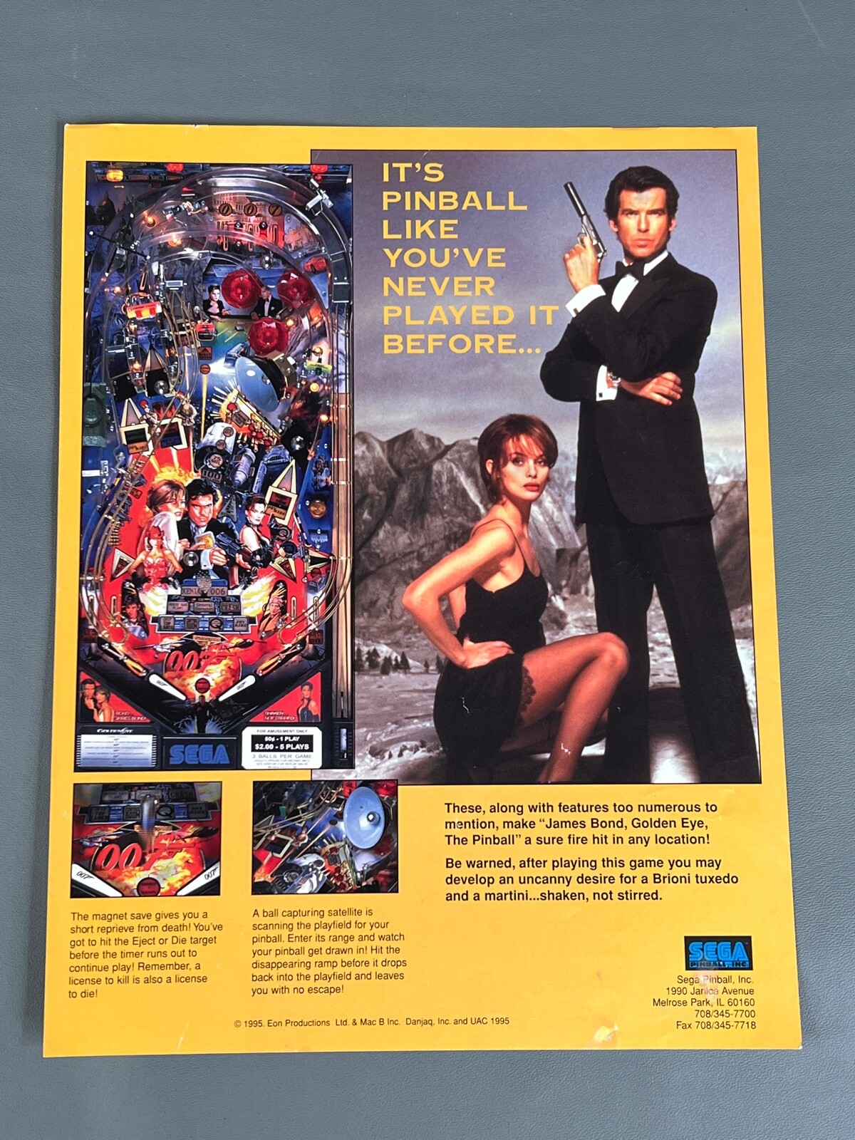 Goldeneye 007 Flyer New NOS PROMO Sega Pinball Machine Art Artwork ...