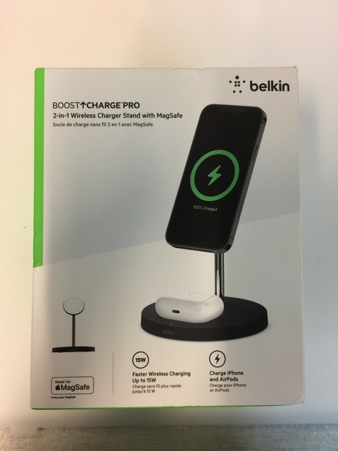 Belkin Boost Charge Pro 2-in-1 Wireless Charger Stand with MagSafe ...